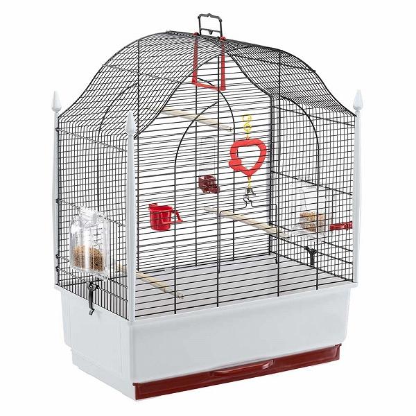 イタリアferplast社製。カナリア、セキセイインコなどがすぐに飼育できるフルセットです。えさ入れや水のみ容器やとまり木などセットになっていますので、鳥も退屈することなく過ごすことができます。360度全ての角度から小鳥の様子が伺えますので...