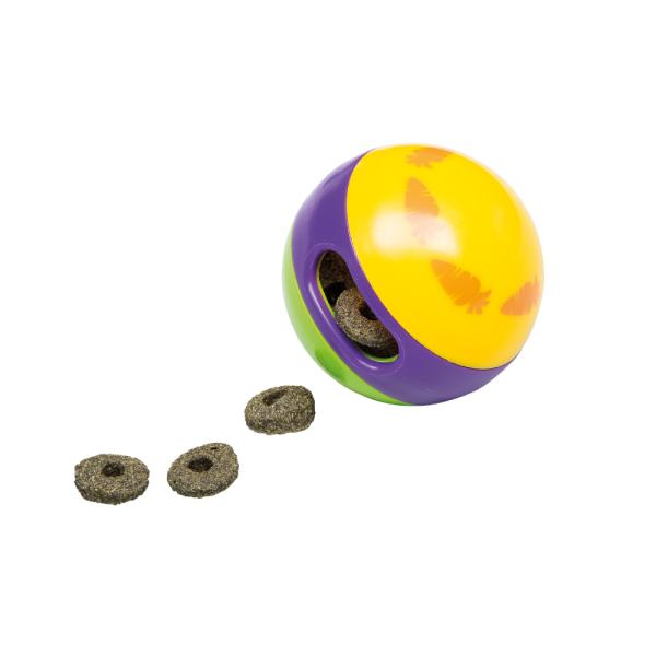 イタリアferplast社製　小動物用　ディスペンサーボールフェレットやうさぎ、モルモット用のおもちゃ。ボールを転がすとフードやおやつが出てくる事を覚えて夢中で遊びます。運動不足解消やダイエットにも最適です♪★ダイエット目的の場合　始めはフ...