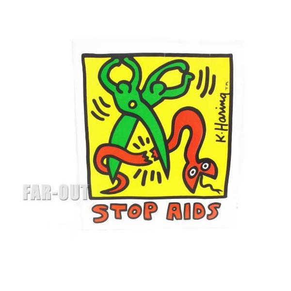 アメリカ　1990年代　正規ライセンス商品Keith Haring Pop Shop New York　(ポップショップは1986年から2005年までニューヨークでオープンしていました）ポップショップで販売されていたステッカー未使用サイズ：...