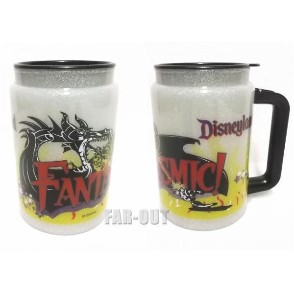 DL ディズニーランド限定　USA　1990年代 後半 人気アトラクション「ファンタズミック」のリニューアル記念　マグ本体は蓄光仕様で暗闇で光りますサイズ：高さ14.5cm経年の割には状態は良好です。 New1405_08