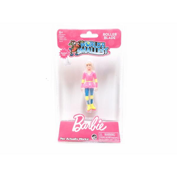 アメリカ　期間限定クラシックトイをミニチュアサイズのフィギュアとして展開する「 WORLD’S SMALLEST 」シリーズマテル社の1991年発売のRollerblade バービー　ブリスターパッケージ入りパッケージサイズ：高さ約21cm...