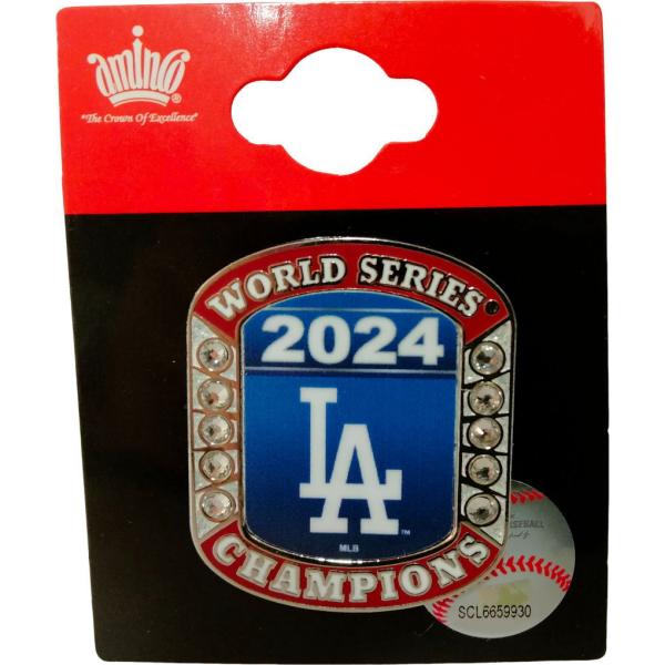 2024年 WS ワールドシリーズ チャンピオン　LAドジャース優勝記念MLB (メジャーリーグベースボール)正規ライセンス商品   完売品ラインストーンを埋め込ませた豪華な優勝記念ピンバッチサイズ：約4cm  x  3cmNew2411_...