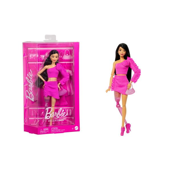 マテル社   USA   2025年バービーのファッションとスタイリングの楽しみを探求するシリーズ Barbie Deluxe Style関節式のキラキラしたピンクの義足の多様性を反映したドール関節が可動するのでいろいろなポーズを作れます。...