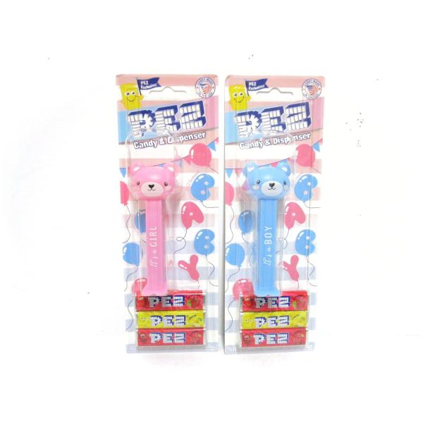PEZ　アメリカ輸入品　期間限定品It's a Boy ブルーと It's a Girl ピンクのベア2点セットコレクションに、また赤ちゃん誕生記念にママへの素敵なギフトにもなりますディスプレイできるブリスターパッケージ入り（※キャンディー...