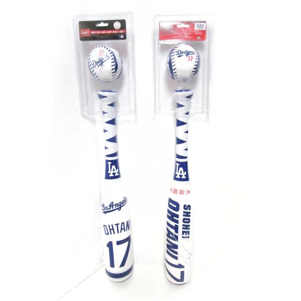 アメリカの野球用品メーカーRawlings社製  ドジャース球場限定MLB (メジャーリーグベースボール)正規ライセンス商品ソフトなビニール素材で製作された大谷翔平の名前と背番号が入ったバットとボールのラージサイズのプレイセットバットとボー...