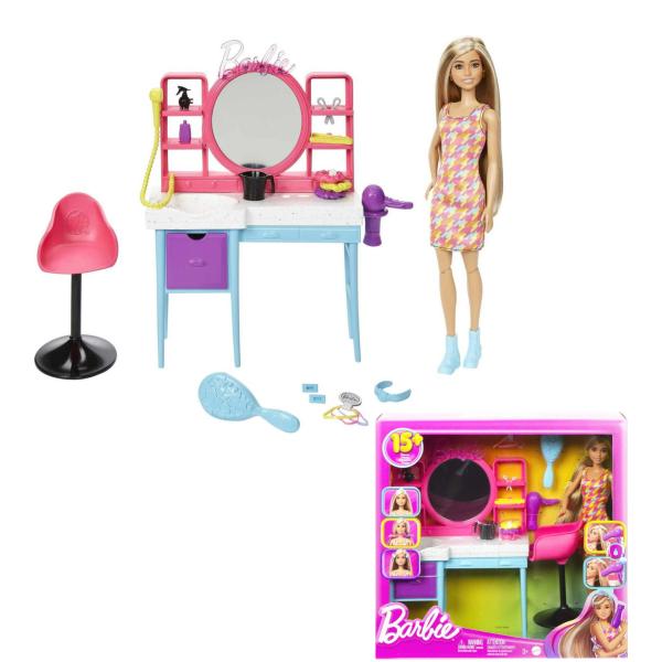 アメリカ　マテル社　2025年　期間限定品化粧台、アクセサリーが付属したドール付きのプレイセットボックスサイズ：約34cm x 32cm x 8cmNew2507_24