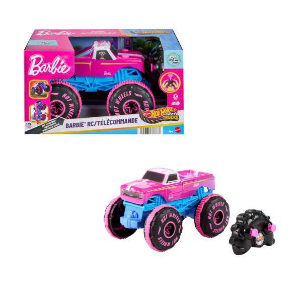 マテル  アメリカ  2023年　Hot Wheelsシリーズ (アメリカ マテル社のカーアイテムのブランド名 ホットウィール)バービーピックアップトラックのモンスタートラックRC リモートコントールカー コントローラーで操作できます。1:...