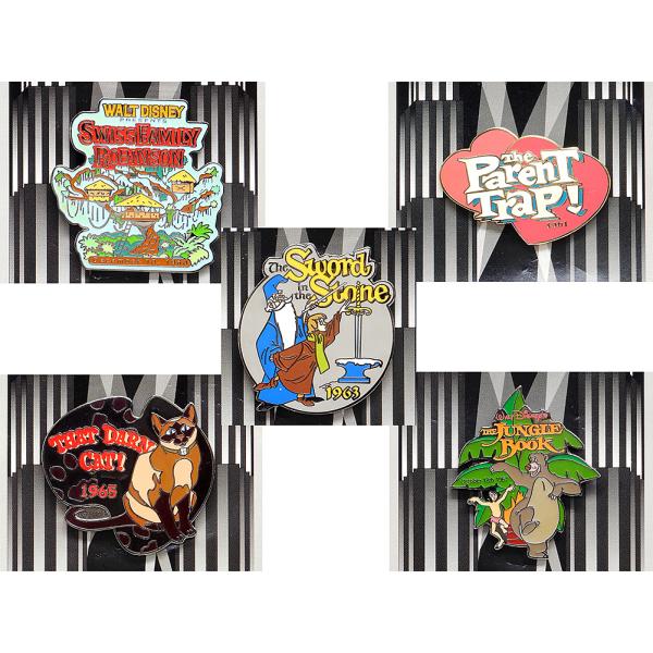 ディズニーストア限定　USA　1999年2000年ミレニアムまでのカウントダウンとして毎週ディズニーストアで販売されたピンズスイスファミリーロビンソンファミリー・ゲーム/双子の天使王様の剣シャム猫FBI/ニャンタッチャブルジャングルブック1...