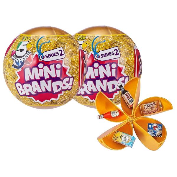 ZURU社　USA　2020年ミニチュアフィギュアがランダムでカプセルボールケースに5個ずつ入った「 Mini Brands! 」シリーズ2　未開封のカプセルボール2点セット(計10個のミニチュアフィギュア)スーパーマーケットをイメージし、...
