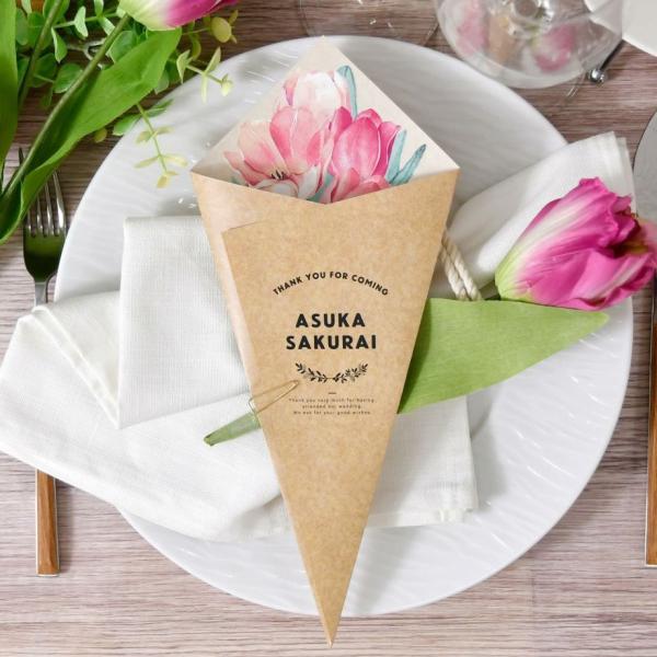 結婚式 ウェディング ブライダル 披露宴 席札 メニュー表 花束風 チューリップ 入力印刷込