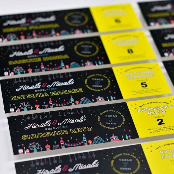 遊園地をテーマにデザインされたおしゃれなエスコートカード。ミシン目入りの半券付きで、演出やメッセージカードなどアイデア次第でいろいろ使えるチケットタイプのエスコートカードです。■商品お届け内容半券付きチケット風エスコートカード※ご注文は10...