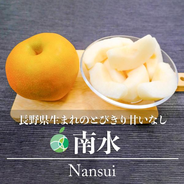 南水（なんすい）は、数あるなしの中でも特に甘みが強く、果汁もたっぷりなのでジューシーな甘みを楽しむことができます。越後と新水を交配させて誕生した長野県生まれのなしで、果皮が茶色の“赤なし”です。果肉は乳白色で、やわらかくサクサクとした歯ざわ...