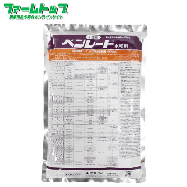 ベンレート水和剤　商品特長■幅広い適用の殺菌剤水稲・野菜・果樹などの幅広い作物に使用でき、浸透移行性に優れ、予防・治療の二つの効果を示します。■多くの病害に効果茎葉の病害、貯蔵病害、種子伝染性病害、土壌病害など、多方面にわたり優れた効果を示...