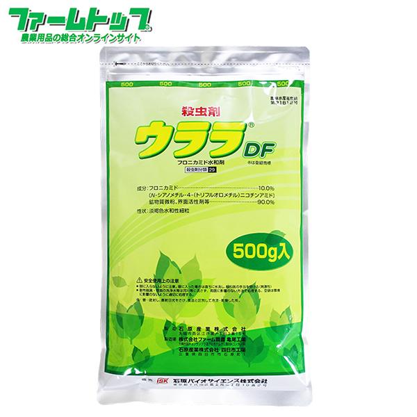 ウララDF　商品特長■アブラムシ類、コナジラミ類などのカメムシ目害虫や、アザミウマ類に対して殺虫効果があります。　■特にアブラムシ類に対しては、種に関わらず高い効果を示し、作物によっては４０００倍（２５ppm）まで使用することができます。■...