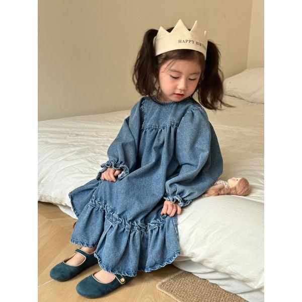 ≪  デニムワンピース  ≫◇color・blue◇size・90 (18-24m)着丈76cm/袖丈39cm・100 (3-4y)着丈80cm/袖丈42cm・110 (4-5y)着丈84cm/袖丈45cm※平置き計測の為、多少の誤差(1~...