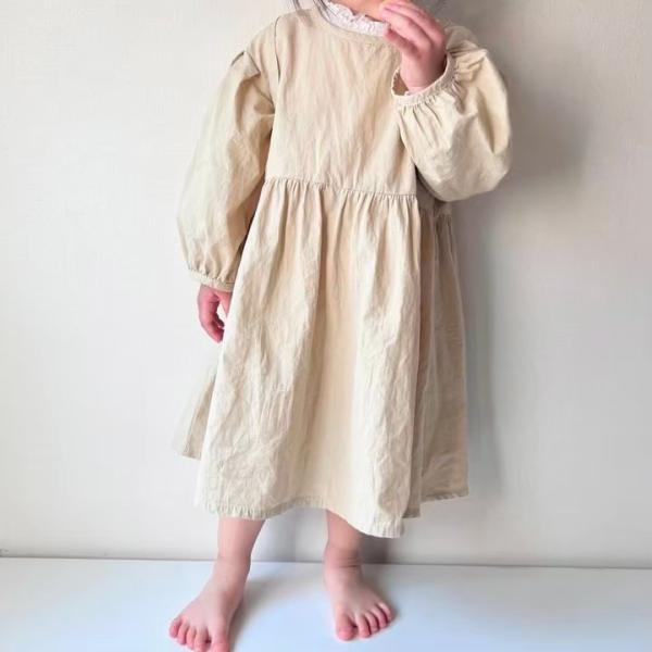 ≪  コットンワンピース  ≫こちらはキッズサイズの商品ページです。◇color・beige◇size・90 (18-24m)着丈58cm/袖丈28cm・100 (3-4y)着丈63cm/袖丈30cm・110 (5-6y)着丈69cm/袖丈...