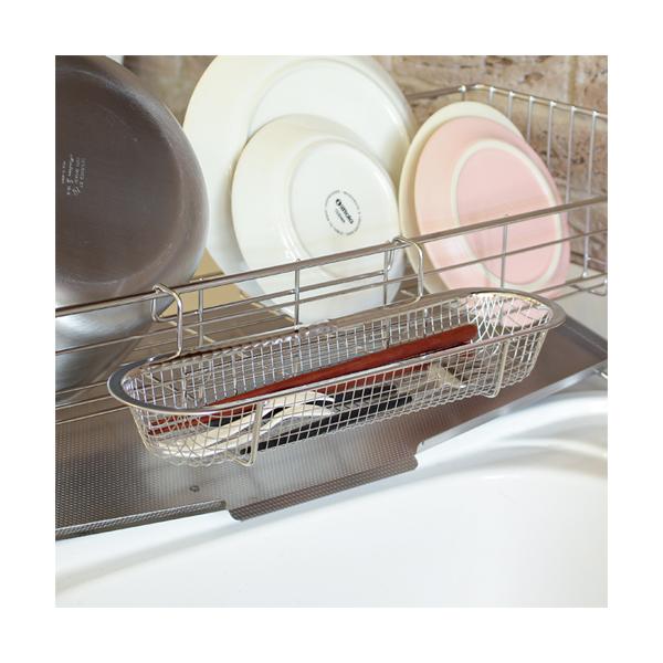 ●スリム水切りバスケットの好きな場所のフチに取り付けて、カトラリーやお箸などの水切りができます。●お弁当小物や水筒の蓋、パッキンなど細々したものの水切りにも便利です。●横置きタイプなので、出し入れが楽にできます。●網目が大きいので水がしっか...