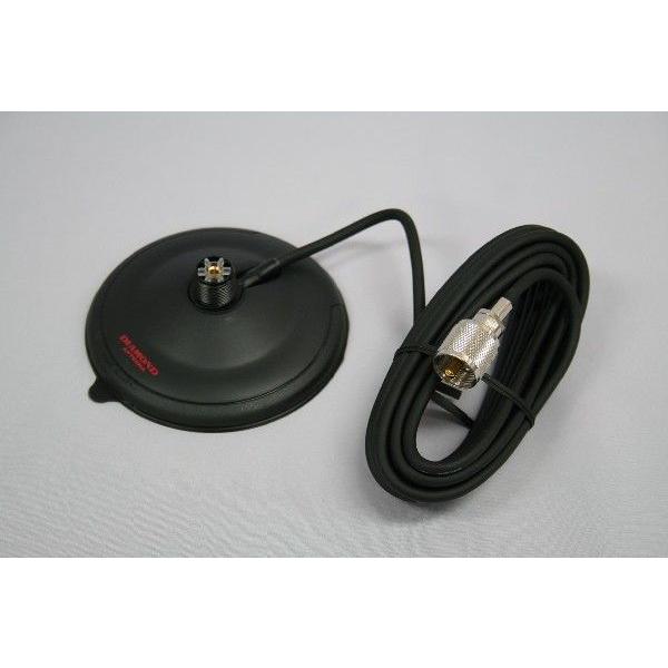 K708M超薄型強力吸盤コンパクトマグネットベース（ケーブル付き）RoHS●同軸ケーブル:2D-LFB-S（4m）●接栓:MJ-MP●指定アンテナ:全長1.0m以下・重量150g以下