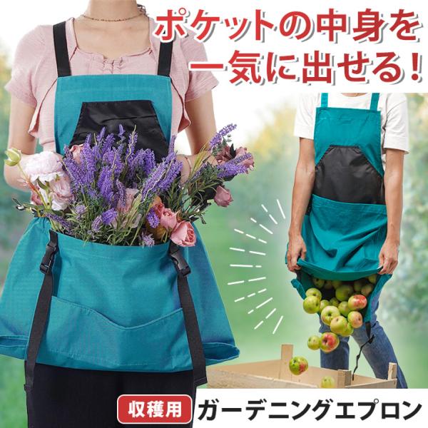 ポケットの中身を一気に出せる。収穫用ガーデニングエプロンフロントのベルトを付けて大容量ポケットになる便利アイテムその大容量ポケットの底は穴開き仕様になっており、ワンタッチでベルトを外せるので、中身を一気に出せちゃいます◎さらに大容量ポケット...