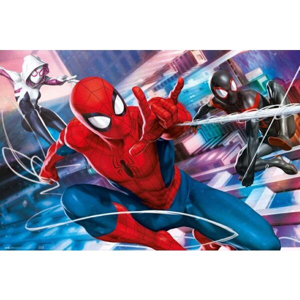 マーベル・コミック（MARVEL）のヒーロー・スパイダーマンの輸入ポスターです。　（ピーター・パーカー／マイルズ・モラレス／グウェン・ステイシー）【英文タイトル】 SPIDERMAN(PETER,MILES &amp; GWEN)【サイズ】...