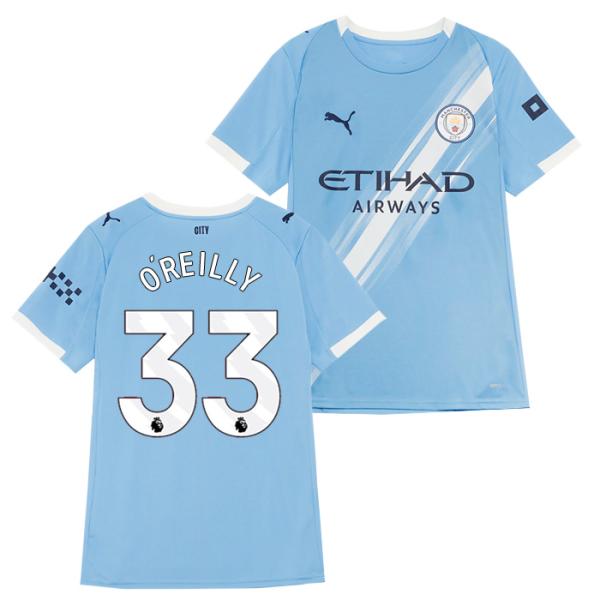 マンチェスター・シティの 2025-26シーズン ホーム ユニフォーム。イングランド代表 ニコ・オライリーのオフィシャルネーム＆ナンバー付き。■商品仕様・レプリカユニフォーム(13,750円[税込])にプレミアリーグオフィシャルマーク(5,...
