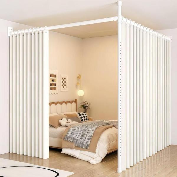 【柔軟なサイズ調整】：パーティションカーテンは伸縮式設計を採用し、カーテンレール長さと高さを自由に調節可能。サイズを気にせず、様々な部屋のレイアウトに簡単に対応します。【高耐荷重設計】： 部屋 仕切り 高強度伸縮ポールを装備し、最大耐荷重7...