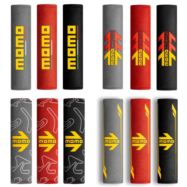 MOMO シートベルトパッド ショルダーパッド カー用品 シートベルトカバー 擦れ軽減 クッション 保護 汚れ防止 簡単装着 軽自動車 普通車 汎用 CORSE ULTRA WE PRO レッド ブラック グレー