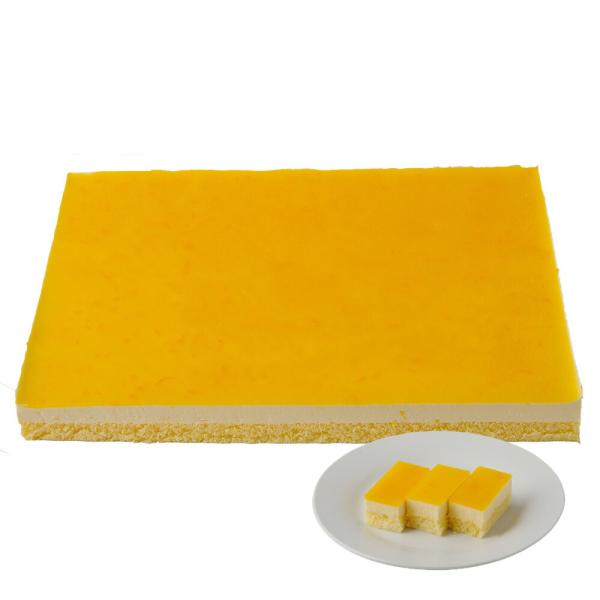 カット数の選べるシートケーキ   ケーキバイキング パーティー デザートに！カットなし、30,48,60,72,96,120からお好きなカット数をお選びください。 温州みかんのピューレをふんだんに使用した酸味を生かしたムースで、表面を果肉入...