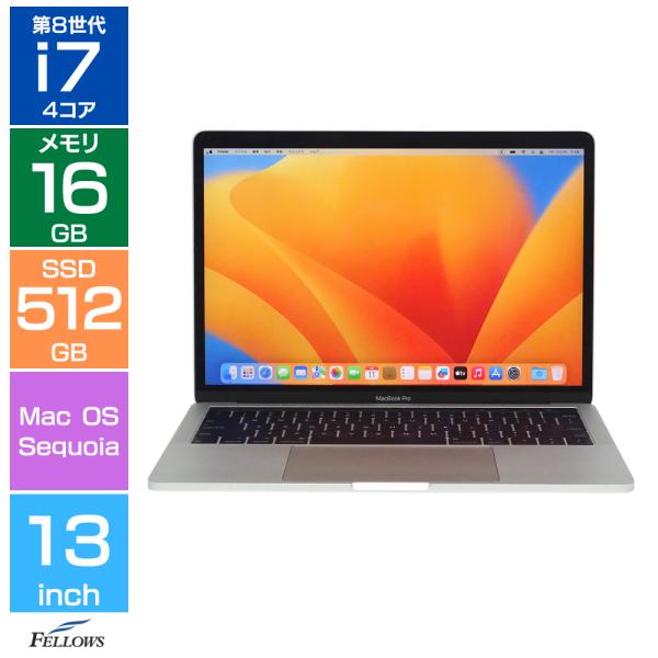 【主な仕様】Apple MacBook Pro 13-inch 2019 A1989●カラー　シルバー●OS　15.7.3 Sequoia●CPU　Core i7 2.8GHz 4コア●メモリ　16GB●ストレージ　512GB SSD（PC...