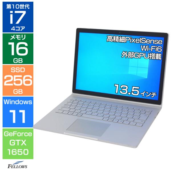 【主な仕様】Microsoft Surface Book3●OS　Windows11 Pro ●CPU　第10世代 Core i7-1065G7 1.3GHz 4コア●メモリ　16GB●ストレージ　256GB SSD●ディスプレイ　13.5...