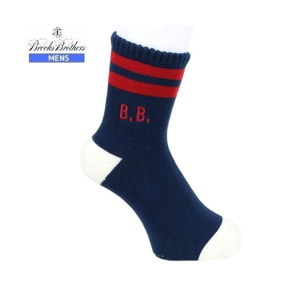 商品名：日本製 滑り止め付き ブランドロゴ刺繍 ルームソックスブランド：Brooks Brothers生産国：日本サイズ：表記サイズー25〜27cm素材：アクリル　毛　ポリエステル　ナイロン　ポリウレタンカラー：ネイビー系【モニタの環境によ...