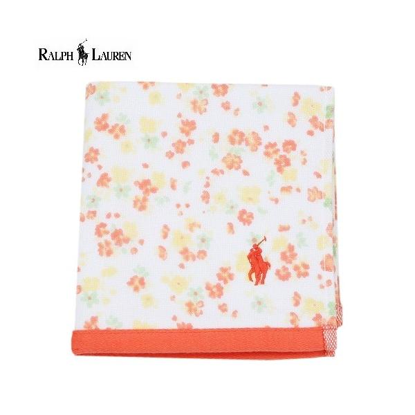 商品名：ポロ刺繍 フラワー柄 ガーゼ ウォッシュタオル ハンドタオルブランド：RALPH LAUREN生産国：ベトナムサイズ：実寸ー縦32cm×横32cm※多少の誤差はご了承下さい。素材：綿100%カラー：オレンジ系【モニタの環境によって色...