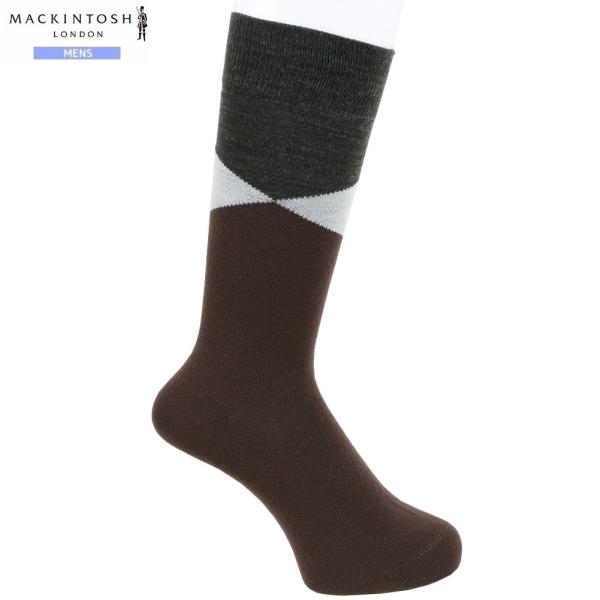 商品名：日本製 カジュアル ソックスブランド：MACKINTOSH LONDON生産国：日本サイズ：表記サイズー25-27cm素材：アクリル　ナイロン　毛カラー：ブラウン系【モニタの環境によって色が異なる場合があります】コンディション：新品...