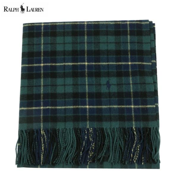 商品名：グラハム ひざ掛けブランド：RALPH LAUREN生産国：中国サイズ：表記サイズー75cm×170cm素材：毛100%カラー：グリーン系【モニタの環境によって色が異なる場合があります】  コンディション：新古品・未使用・紙タグあり...