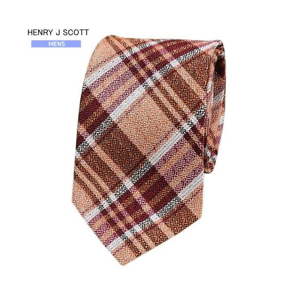 商品名：チェック シルク ネクタイブランド：HENRY J SCOTT生産国：中国サイズ：実寸ー大剣先8cm※多少の誤差はご了承下さい。素材：シルク100%カラー：オレンジ系【モニタの環境によって色が異なる場合があります】コンディション：新...