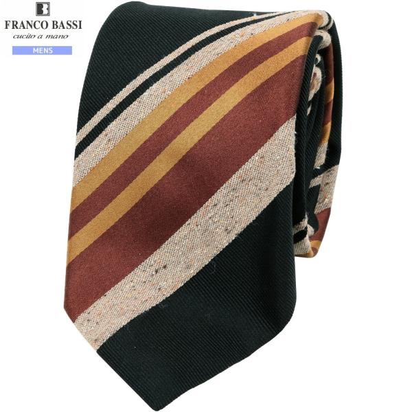 商品名：イタリア製 レジメンタル ミックス素材 ネクタイブランド：FRANCO BASSI生産国：イタリアサイズ：実寸ー大剣先8cm※多少の誤差はご了承下さい。素材：絹85%　レーヨン11%　毛3%　麻1%カラー：ブラック系【モニタの環境に...