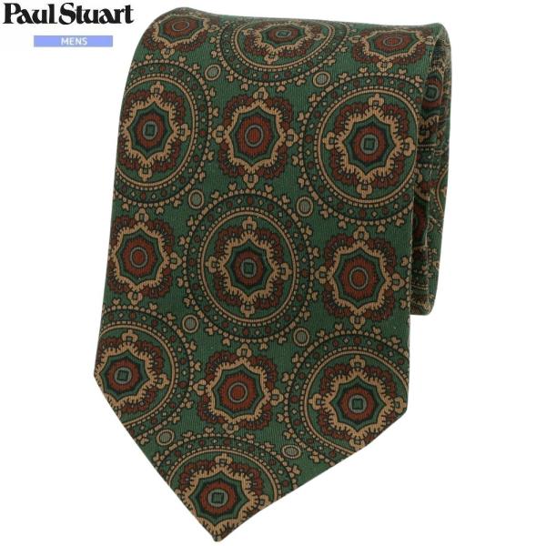 商品名：日本製 ハンドメイド イタリア製生地 幾何学柄 ウールシルク ネクタイブランド：Paul Stuart生産国：日本サイズ：実寸ー大剣先9cm※多少の誤差はご了承下さい。素材：毛66%　シルク34%　(イタリア製生地使用)カラー：グリ...
