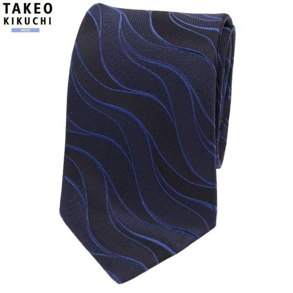商品名：【Made in JAPAN】ハンドメイド 流水紋様 シルク ネクタイブランド：TAKEO KIKUCHI生産国：日本サイズ：実寸ー大剣先7.8cm※多少の誤差はご了承下さい。素材：シルク100%カラー：ネイビー系【モニタの環境によ...