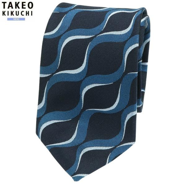 商品名：縁起の良いネクタイ 日本製 ハンドメイド 立涌紋 シルク ネクタイブランド：TAKEO KIKUCHI生産国：日本サイズ：実寸ー大剣先7.8cm※多少の誤差はご了承下さい。素材：シルク100%カラー：ネイビー系【モニタの環境によって...