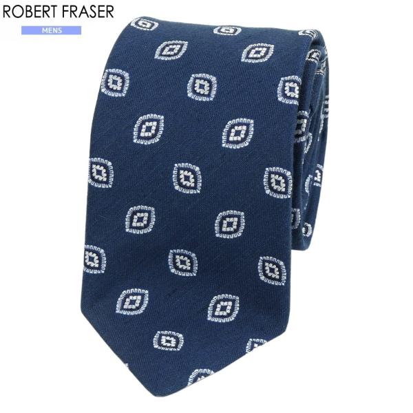 商品名：日本製 ハンドメイド 小紋柄 シルクリネン ネクタイブランド：Robert Fraser生産国：日本サイズ：実寸ー大剣先7.8cm※多少の誤差はご了承下さい。素材：絹63%　麻37%カラー：ネイビー系【モニタの環境によって色が異なる...