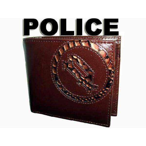 POLICE（ポリス） スムース牛革＆パイソン型押し 二つ折り財布 0512-03