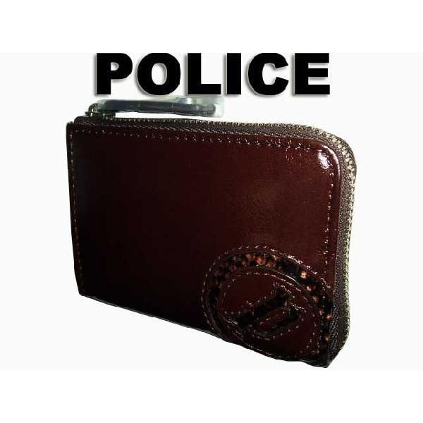 POLICE（ポリス） スムース牛革＆パイソン型押し ラウンドファスナー式