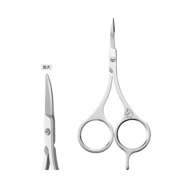 ●特長・眉毛などを整える美粧用ハサミです。・薬指と親指をリングに入れ、小指を指かけに乗せてカットします。