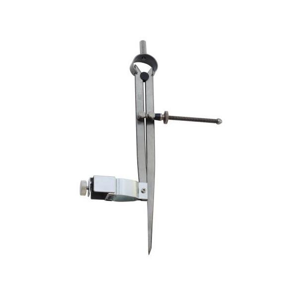 ●特長・建築用鉛筆、チョーク、各種マーカーをホールドすることができ、大きな円を描けます・丈夫で狂いにくい金属製です●用途・カラートタンへのケガキや合板等への墨付けに●材質・本体：炭素工具鋼●仕様・全長：250mm・円数値：200mm・取付可...