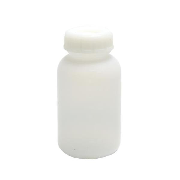 ●特長・広口の陽気なので、容器に入れやすいです・中栓付で密封性が高いです●用途・溶液などの保存に●材質・本体：ポリエチレン●仕様・容量：250ml・目盛：25ml・本体サイズ：外径63mm×全高120mm