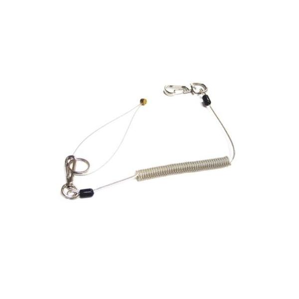 ●特長・高所作業での工具落下を防止するステンレスワイヤー入セフティロープです●用途・工具などの落下防止に●材質・樹脂部：ポリウレタン・ワイヤー：ステンレス●仕様・安全荷重：1kg・自然長：440mm・最大伸長：1800mm・コード径：3mm...