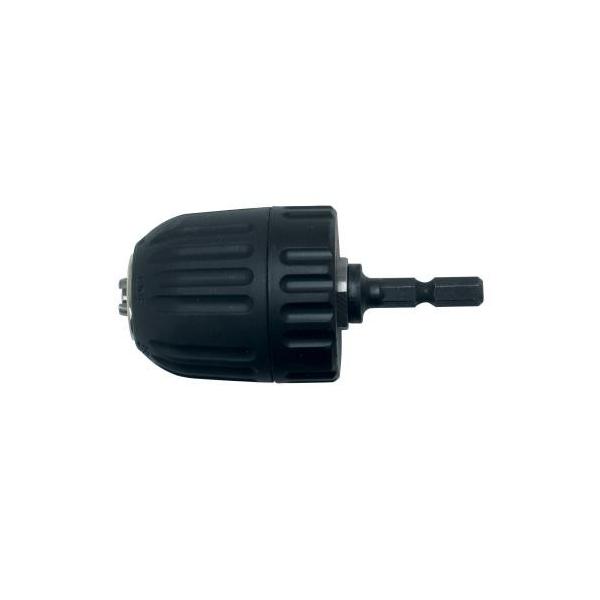 ●特長・電動ドライバに取り付けることで丸軸ドリルの使用が可能です・着脱が簡単なキーレスタイプです●用途・充電・電動ドライバに取り付けてドリルチャックとして●材質・樹脂部：ナイロン・軸：機械構造用炭素鋼●仕様・六角軸：6.35mm・チャック能...