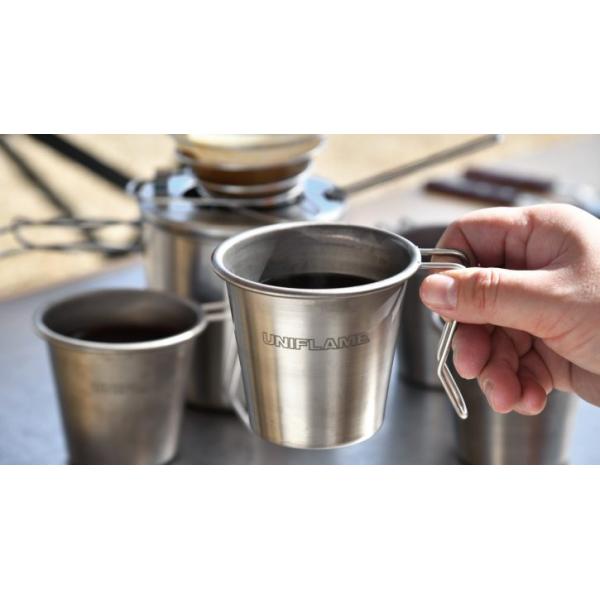 特長★スタッキング可能【350ml】サイズ約Φ9.4×11.6×8.3（高さ）cm材質本体：チタニウムハンドル：ステンレス鋼重量約65g満水容量約350ml【500ml】サイズ約Φ10.1×12.3×11（高さ）cm材質本体：チタニウムハン...