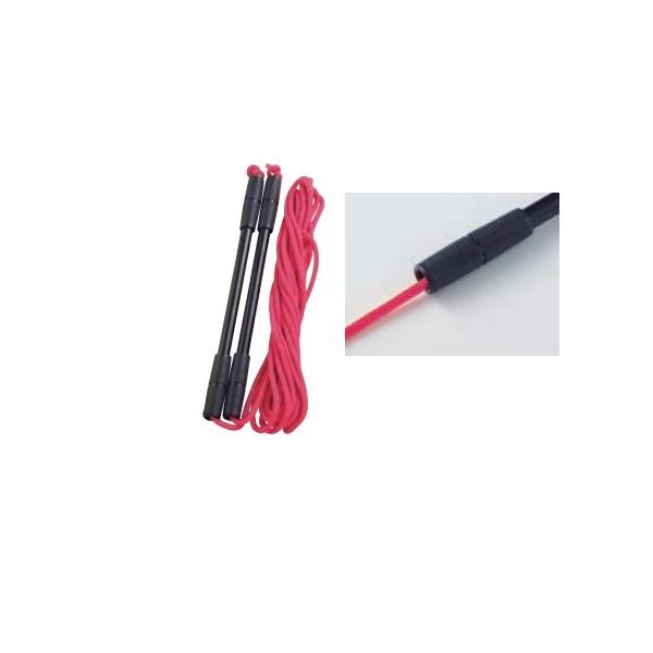 品番：D-6942R 団体用カラーなわとび 15m レッド商品仕様：●サイズ/全長：15m、ロープ：直径9mm、グリップ：直径25mm×約50cm ●材質/ロープ：蛍光エステルスパン、グリップ：アルミニュウム(アルマイト加工) ●カラー/レ...