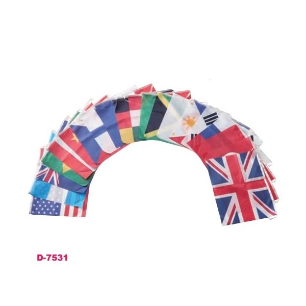 品番：D-7531 万国旗20(横柄20枚1組)商品仕様：●サイズ/旗サイズ：縦35×横45cm、全長：約17.6m ●材質/ポリエステル(旗・紐) ●重量/260g在庫に関して：この商品は、他店舗でも同時販売いたしております。在庫更新のタ...